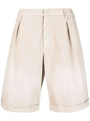 DONDUP Box-pleat Cotton Chino Shorts - Neutrals
