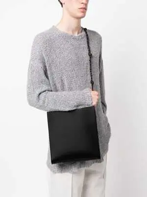 JIL SANDER Tangle Leather Shoulder Bag - Black