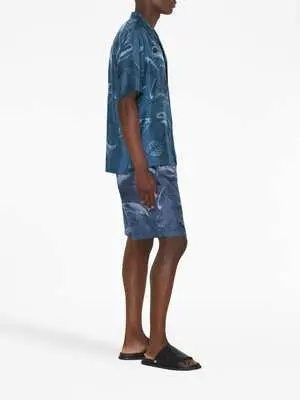 Burberry Shark Print Silk Shorts - Blue