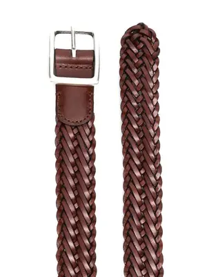 DELL'OGLIO Woven Leather Belt - Brown