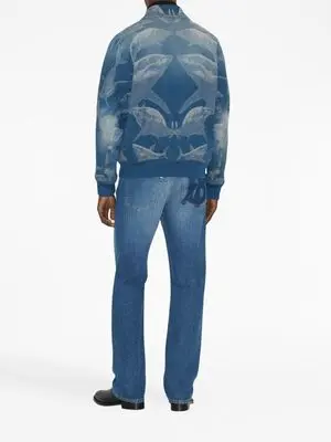 Burberry Shark-print Denim Bomber Jacket