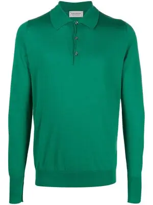 John Smedley Finchley Long-sleeved Polo Shirt - Green