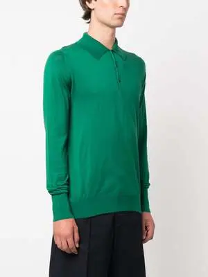 John Smedley Finchley Long-sleeved Polo Shirt - Green