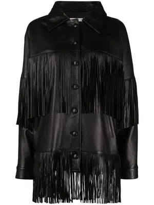 DANCASSAB Loretta Fringed Leather Jacket - Black