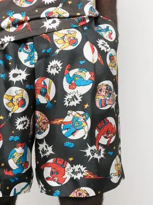 Moschino Comic-print Silk Shorts