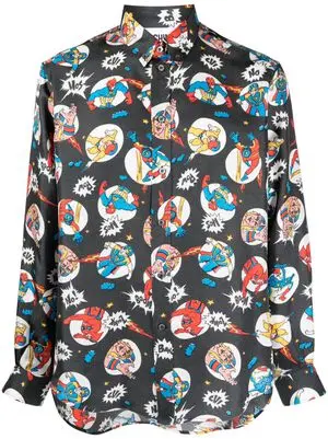 Moschino Comic-print Silk Shirt