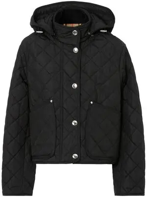 Burberry Detachable-hood Diamond-quilted Jacket - Black