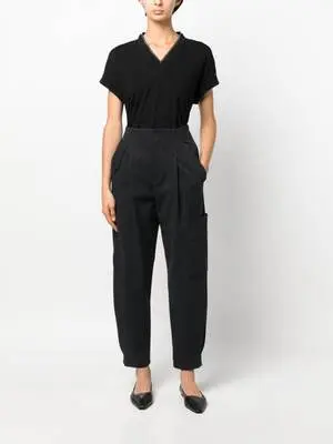 Brunello Cucinelli Monili-trim V-neck T-shirt - Black