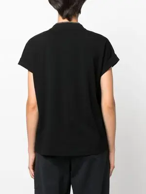 Brunello Cucinelli Monili-trim V-neck T-shirt - Black