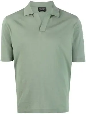 DELL'OGLIO Open-placket Cotton Polo Shirt - Green