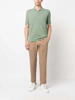 DELL'OGLIO Open-placket Cotton Polo Shirt - Green