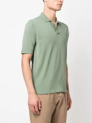 DELL'OGLIO Open-placket Cotton Polo Shirt - Green