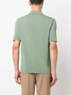 DELL'OGLIO Open-placket Cotton Polo Shirt - Green