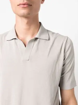 DELL'OGLIO Open-placket Cotton Polo Shirt - Grey