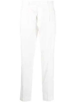 DELL'OGLIO Pleated Tapered Trousers - White