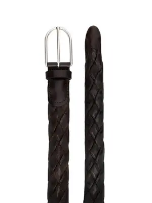 DELL'OGLIO Woven Leather Belt - Brown