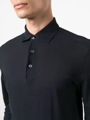 DELL'OGLIO Long-sleeve Cotton Polo Shirt