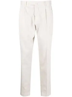 DELL'OGLIO Pleated Tapered-leg Trousers - Neutrals
