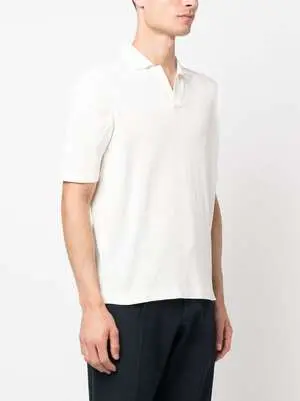 DELL'OGLIO Open-placket Cotton Polo Shirt - White