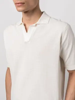 DELL'OGLIO Open-placket Cotton Polo Shirt - White