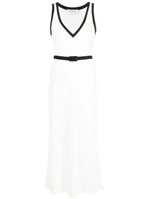 Viktor & Rolf Contrasting-trim Ribbed-knit Dress - White
