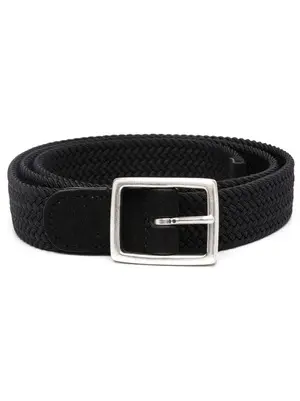 DELL'OGLIO Mastic Elasticated Suede Belt - Black
