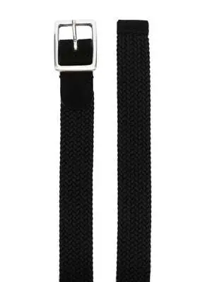 DELL'OGLIO Mastic Elasticated Suede Belt - Black