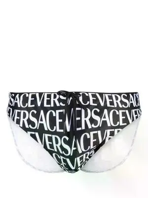 Versace Logo-print Drawstring Swimming Trunks - Black
