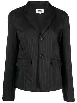 MAISON MARGIELA Single-breasted Pinstripe Blazer - Black