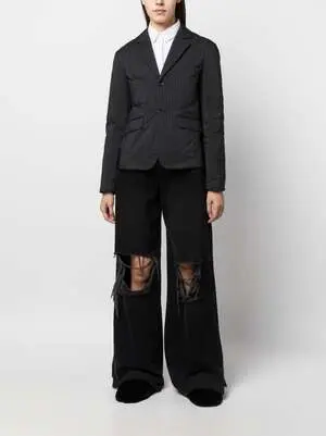 MAISON MARGIELA Single-breasted Pinstripe Blazer - Black