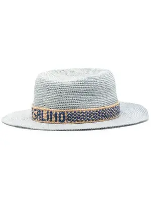 Borsalino Crochet Panama Straw Hat - Blue