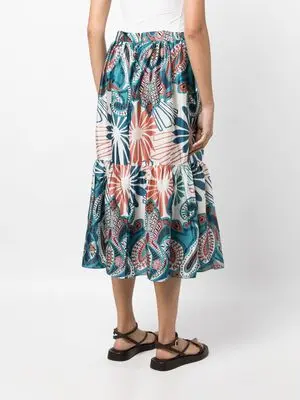 Ba&sh Botanical-print Flared Skirt