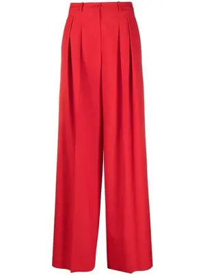 Michael Kors Box-pleat Wool Palazzo Trousers - Red