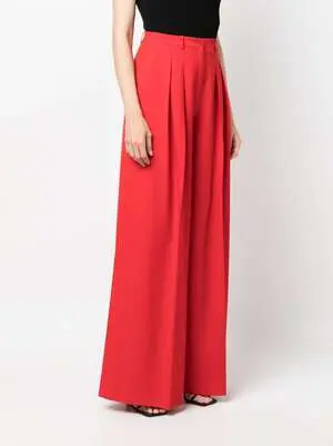 Michael Kors Box-pleat Wool Palazzo Trousers - Red
