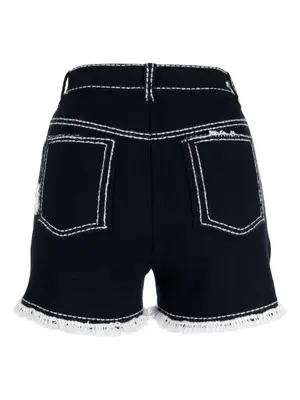 BARRIE Fine-knit Fringe-detail Shorts - Blue