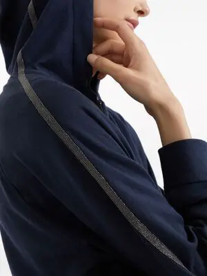 Brunello Cucinelli Zip-up Cotton-blend Hoodie - Blue