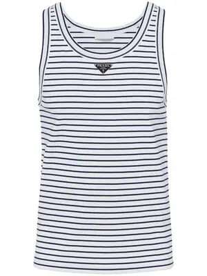 Prada Triangle-logo Striped Tank Top