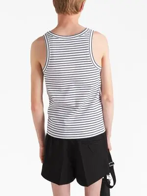 Prada Triangle-logo Striped Tank Top