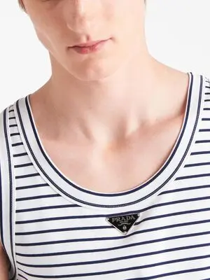 Prada Triangle-logo Striped Tank Top