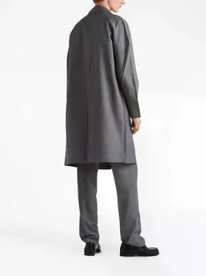 Prada Triangle-logo Mohair-wool Trousers - Grey