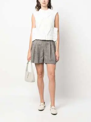 Fabiana Filippi Pleated Wool-blend Thigh-length Shorts