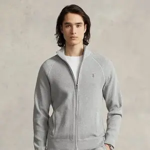 Ralph Lauren Textured Cotton Full-Zip Sweater Andover Heather