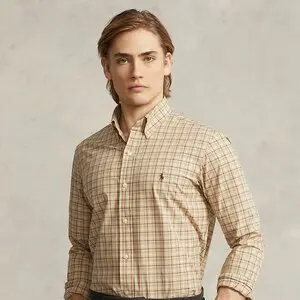 Ralph Lauren Custom Fit Plaid Stretch Poplin Shirt