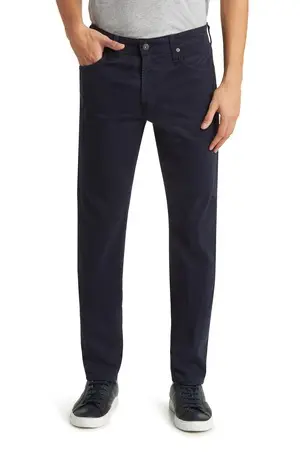 Ag Everett Sueded Stretch Sateen Straight Fit Pants Deep Navy