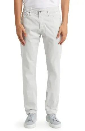 Ag Everett Sueded Stretch Sateen Straight Fit Pants Silver Smoke
