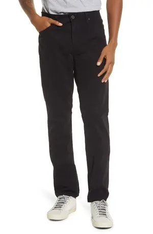 Ag Everett Sueded Stretch Sateen Straight Fit Pants Super Black