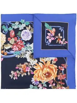 FERRAGAMO India Print Silk Foulard Blue