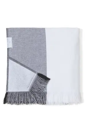 Barefoot Dreams Colorblock Organic Cotton Oversize Towel - Carbon-white