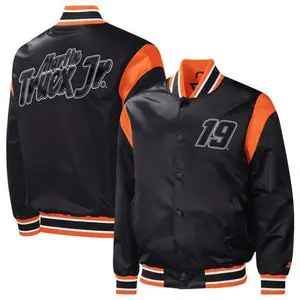 STARTER Martin Truex Jr Force Play Full-snap Varsity Jacket - Black