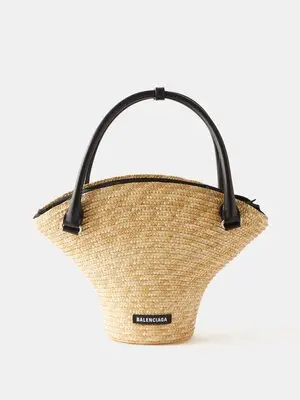 Balenciaga Balenciaga - Medium Leather-trim Basket Bag - Womens - Natural Natural